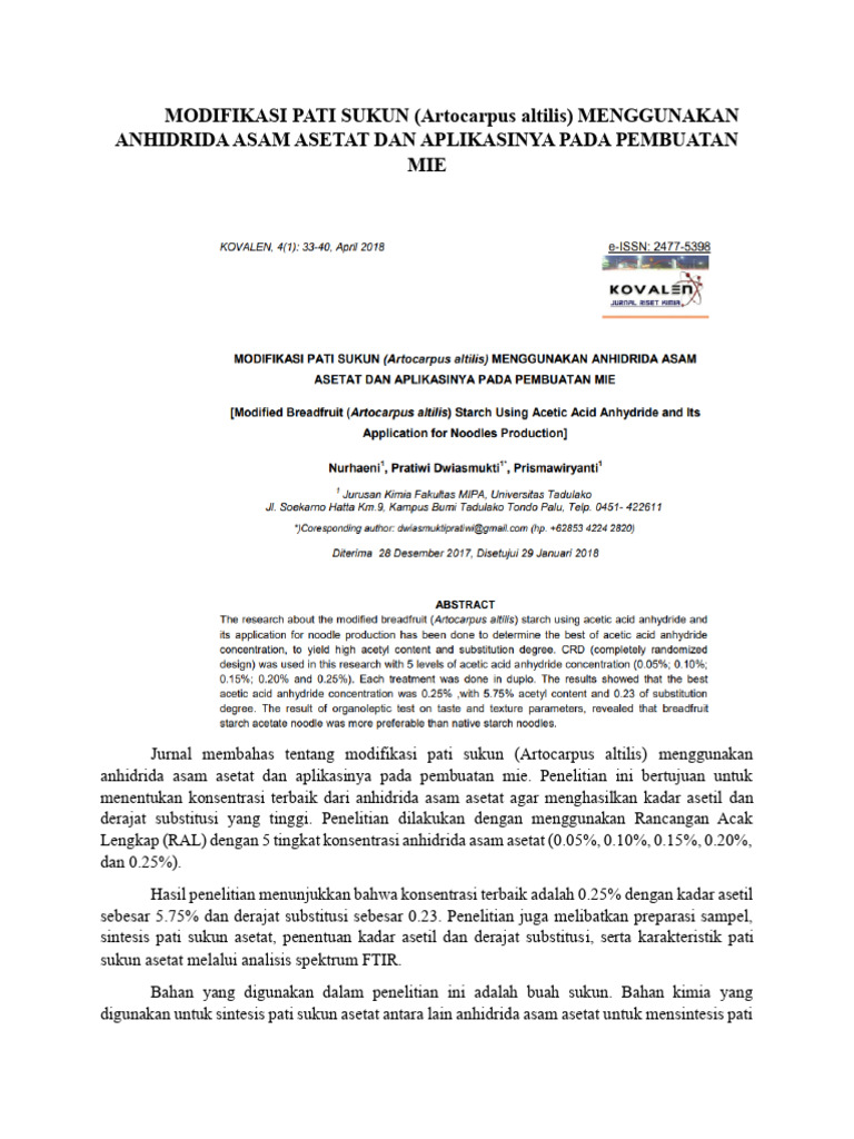 Resume Jurnal Modifikasi Pati Sukun - Aldi Pradana Saputra - D.131.22.0012 | PDF