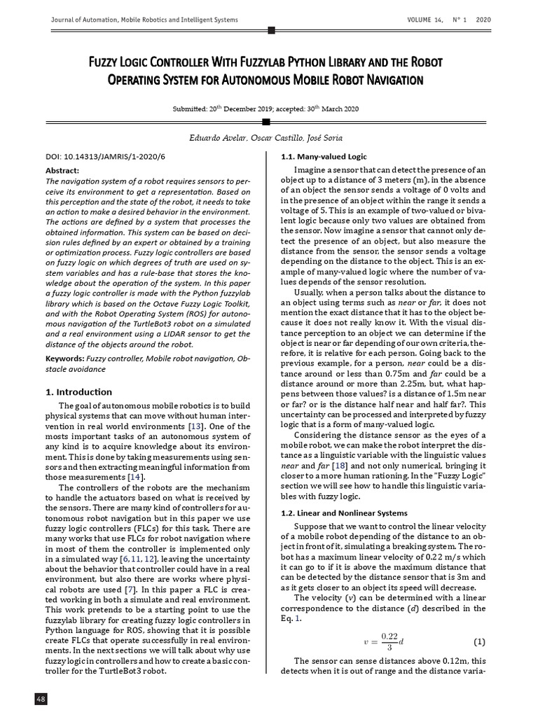 Avelar - Fuzzy Logic Controller With Fuzzylab Python Library | PDF | Fuzzy Logic | Robotics