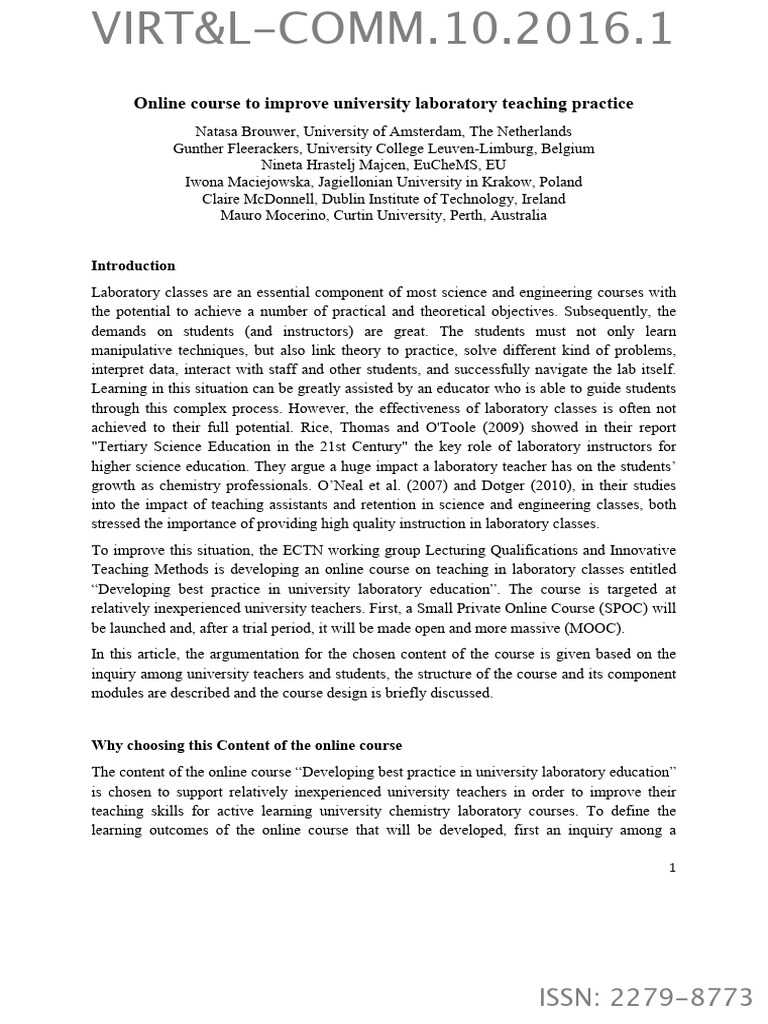 Online Course To Improve University Labo | PDF | Educational Technology | Learning