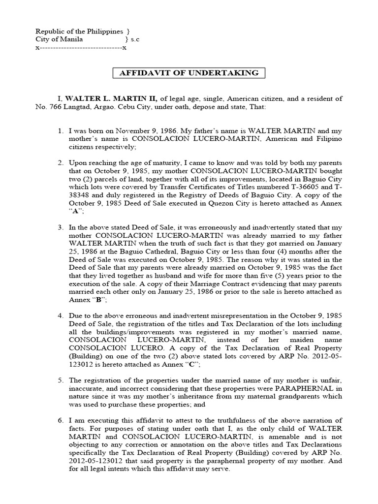 Affidavit - Martin BDO | Download Free PDF | Affidavit | Private Law