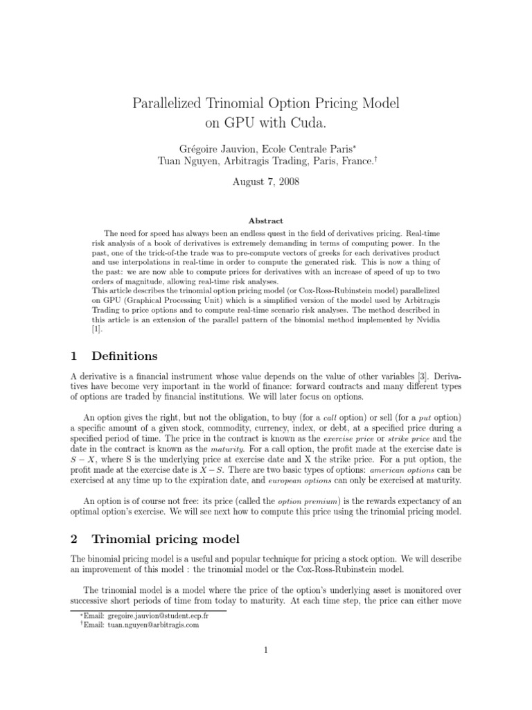 Parallelized Trinomial Option Pricing Model On GPU With CUDA | PDF ...