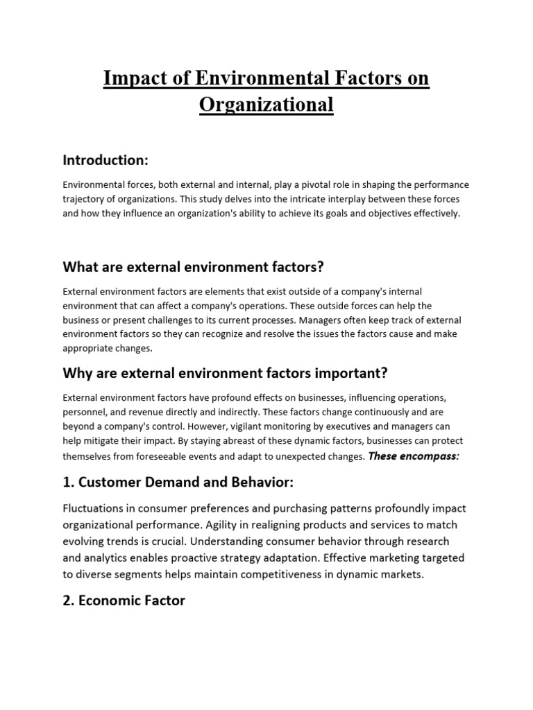 Impact of Environmental Factors On Organizational | PDF | Innovation ...