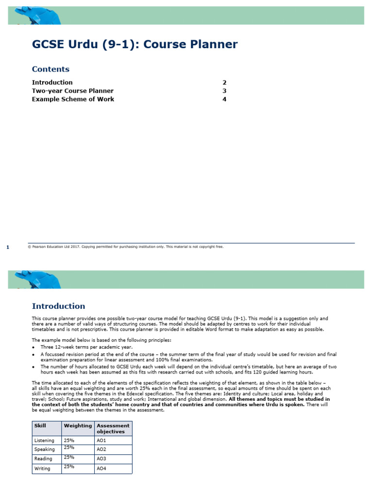 GCSE Urdu 2017 Course Planner | PDF | Copyright | Human Communication