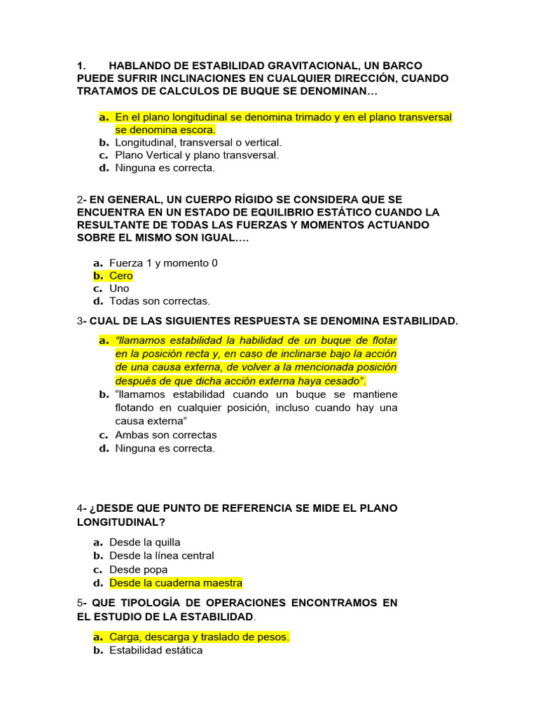Preguntas Estabilidad Completo | PDF | Envío