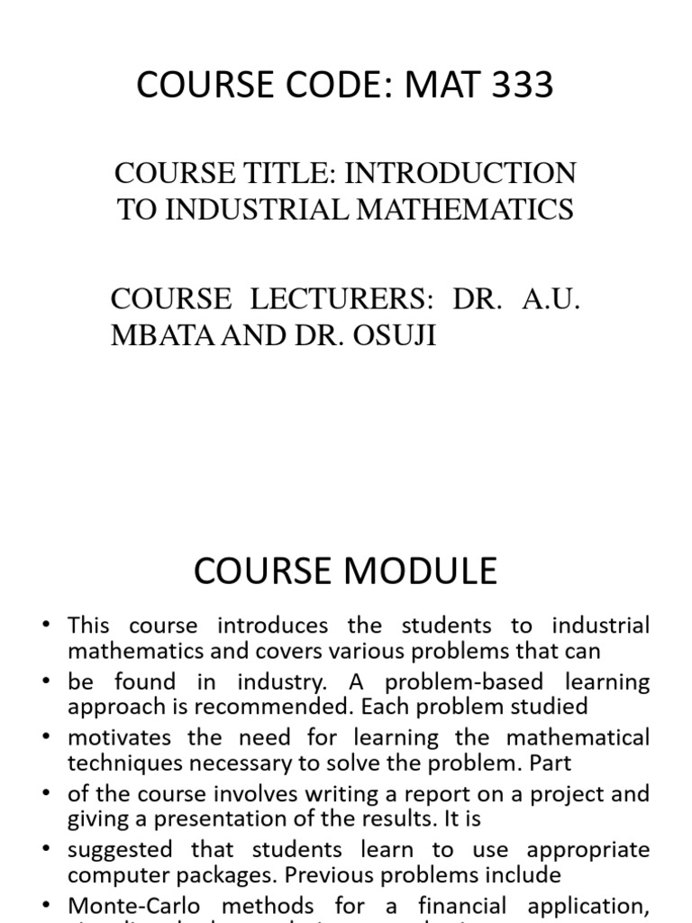 MAT 333 POWER POINT | Download Free PDF | Mathematics | Applied Mathematics