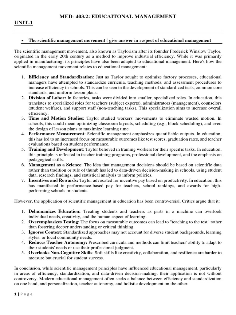 Educational Management | PDF | Leadership | Teachers