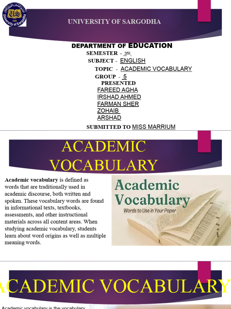 Academic Vocabulary | PDF | Vocabulary | Knowledge