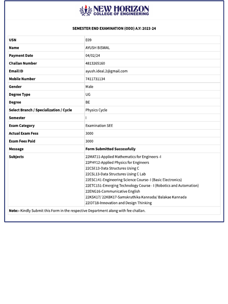 Examination Formm | PDF