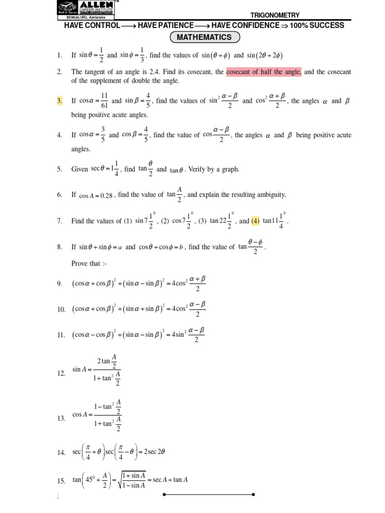 Trigo 4 | Download Free PDF | Trigonometric Functions | Mathematical Relations