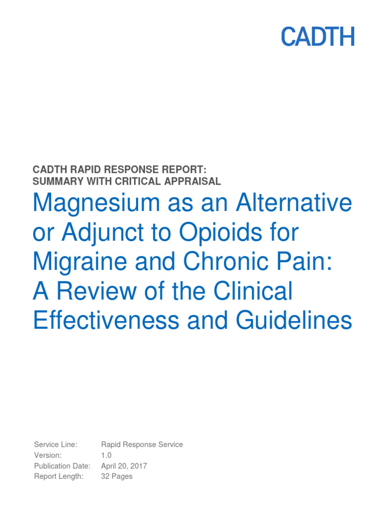 Magnesium For Pain | PDF | Randomized Controlled Trial | Migraine
