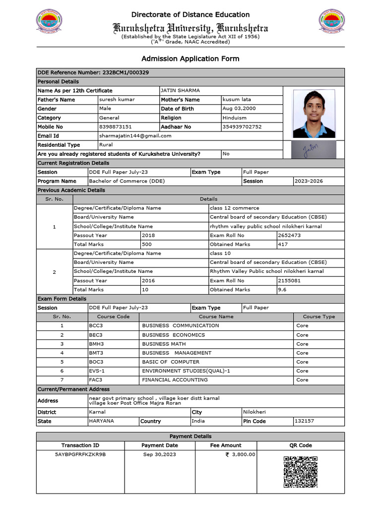 Application Form | PDF | Educational Stages