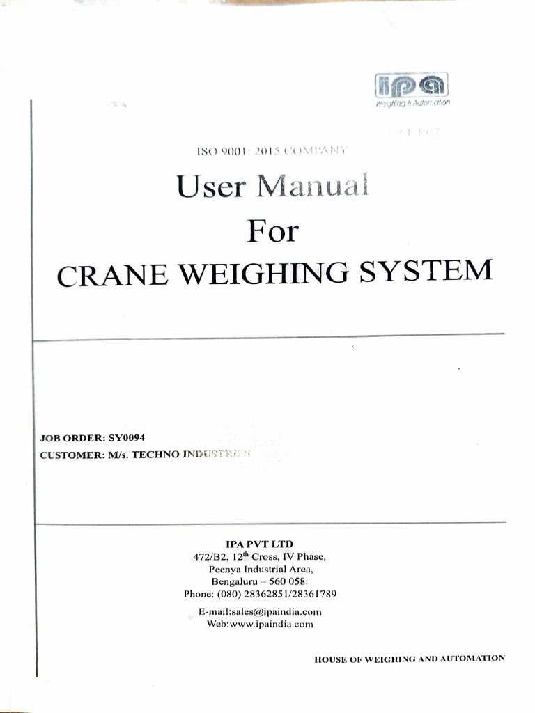 IPA Load Cell Manual JK | PDF