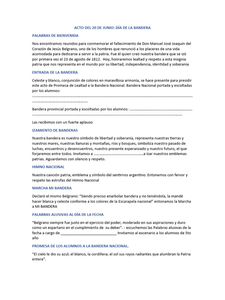 Glosas Acto Del 20 de Junio | PDF | Símbolos nacionales | Bandera