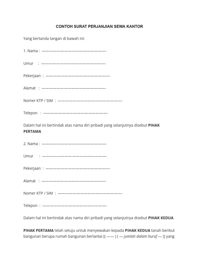 Contoh-Surat-Perjanjian-Sewa-Menyewa-Kantor | PDF