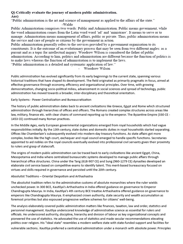 evolution of pa | PDF | Public Administration | Bureaucracy