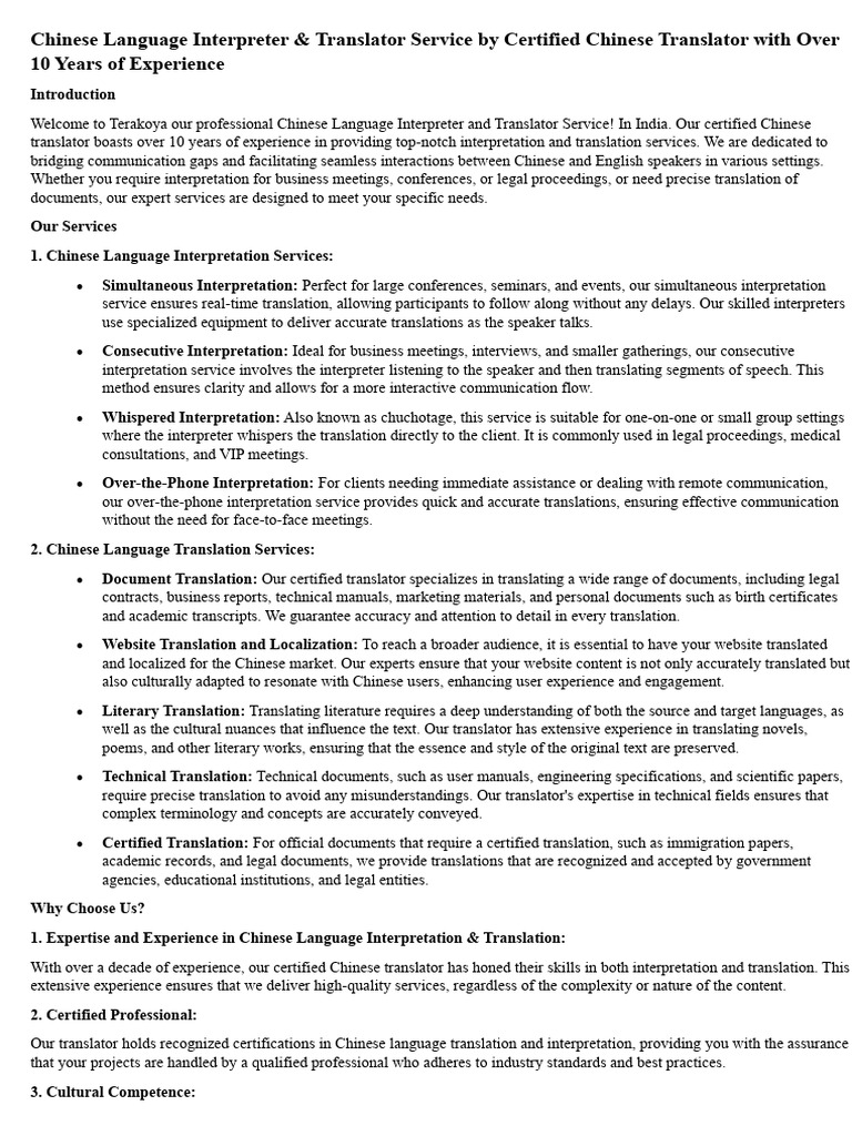 Chinese Language Interpreter & Translator Service by Certified Chinese ...