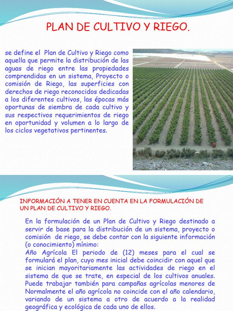 Modulo II.plan de Cultivo y Riego | Descargar gratis PDF | Riego | Agua