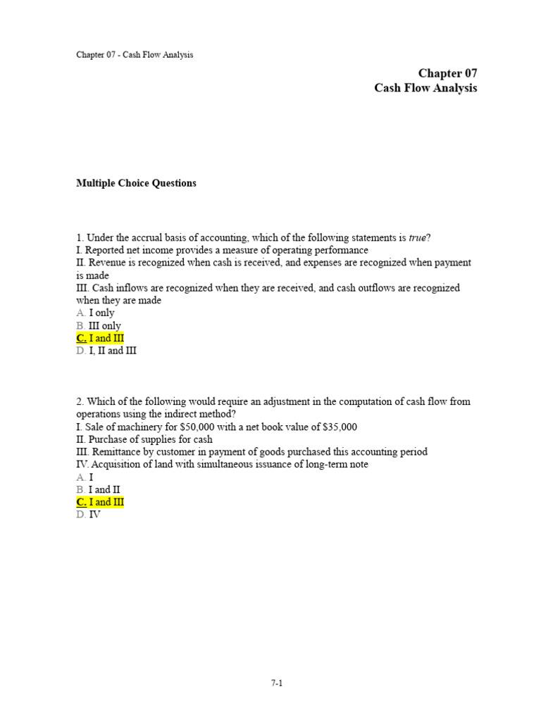 268950305 Chap 007 Cash Flow Analysis 1 Pdf Cash Flow Statement