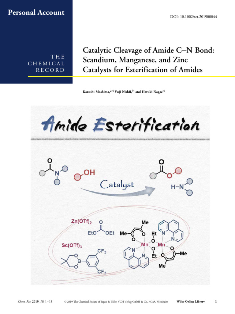 Catalytic Cleavage of Amide C N Bon | PDF | Ester | Amide