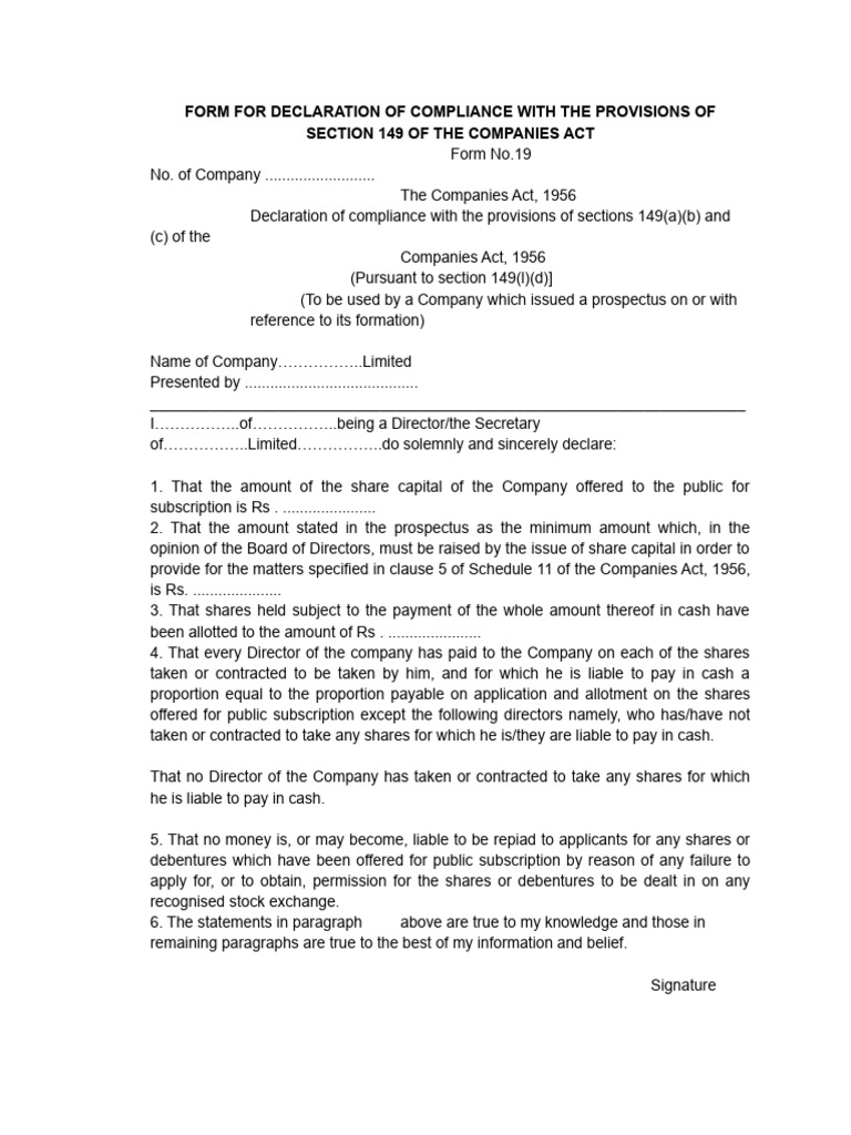 Compliance Declaration Form for Companies | PDF | Private Law ...
