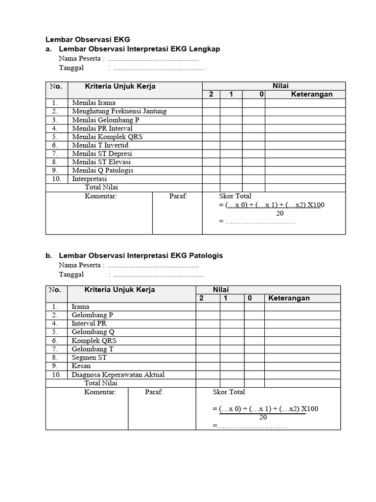 Lembar Observasi Interpretasi EKG | PDF