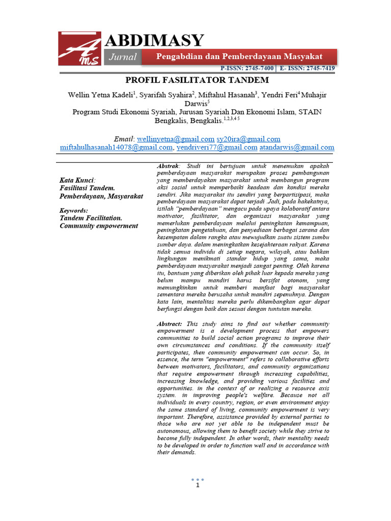 Jurnal Profil Fasilitator Tandem | PDF
