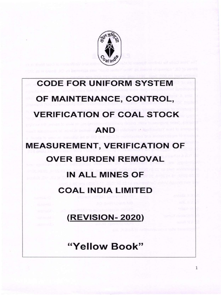 Revised Yellow Book for Coal Measurement | PDF | Coal Mining | Mining