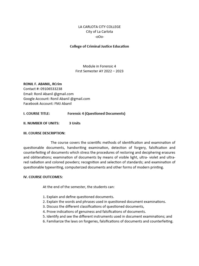 Forensic 4 Module Revised | PDF | Typewriter | Typefaces