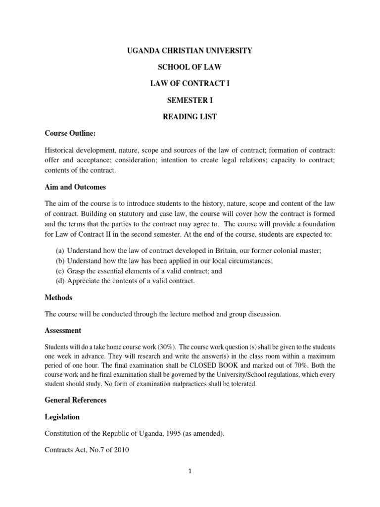 Contract I Reading List | PDF | Contract Law | Common Law