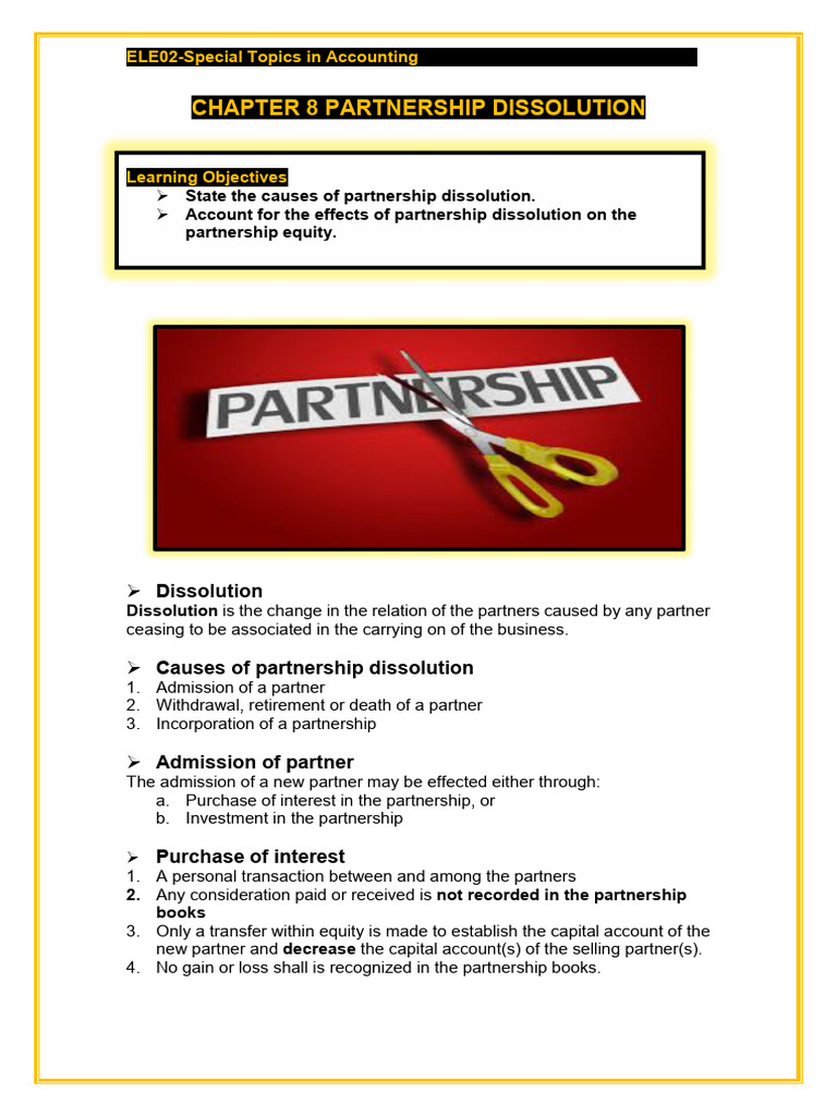 Partnership Dissolution Guide | PDF | Partnership | Equity (Finance)