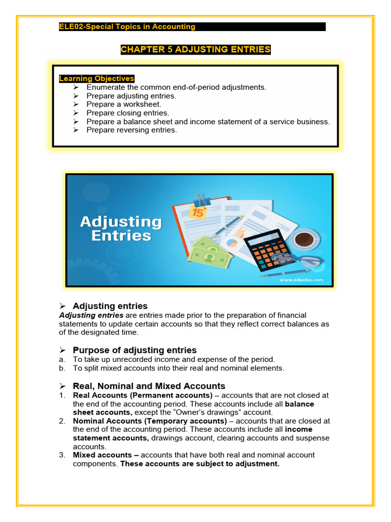 Chapter 5 Adjusting Entries | PDF | Debits And Credits | Expense