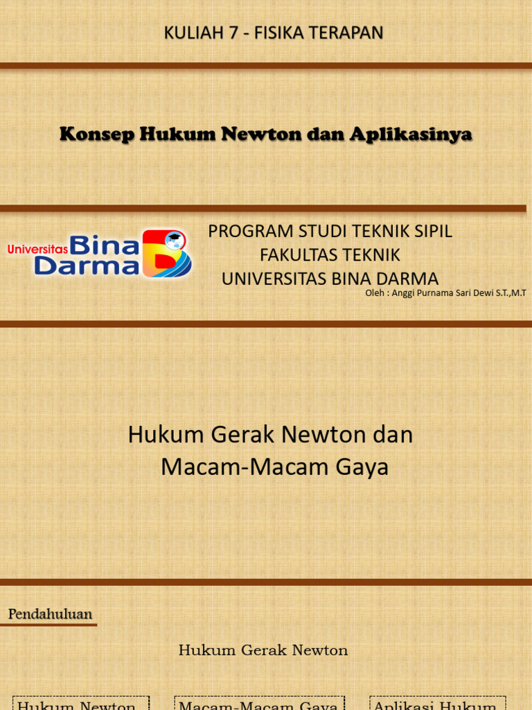 Kuliah 7 - Konsep Hukum Newton Dan Aplikasinya | PDF
