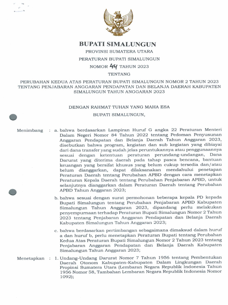 Perbup Nomor44 Tahun 2023 | PDF