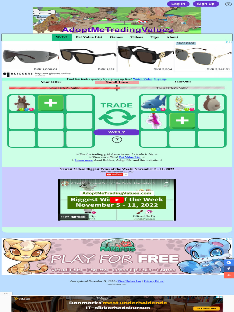 Roblox Adopt Me Trading Values - Win Fair Lose WFL 3 | PDF