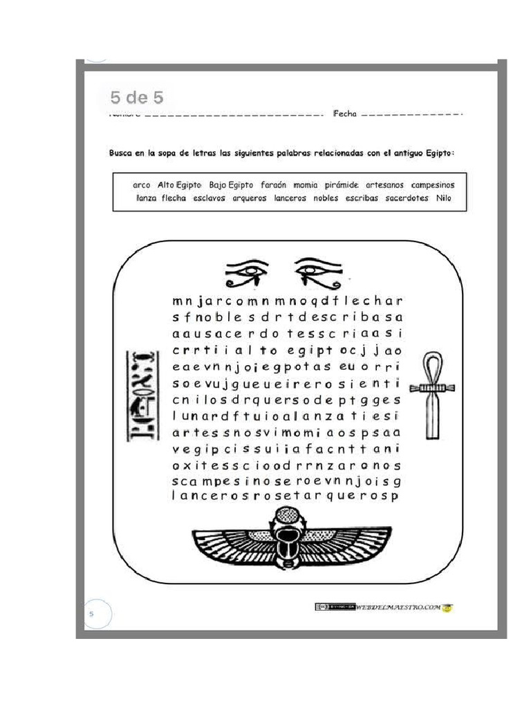 Sopa de Letras Egipto | PDF