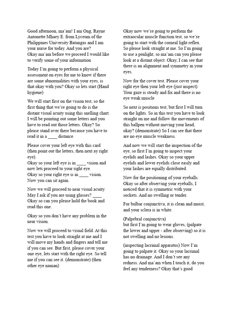 Script For Eyes | PDF | Eye | Face