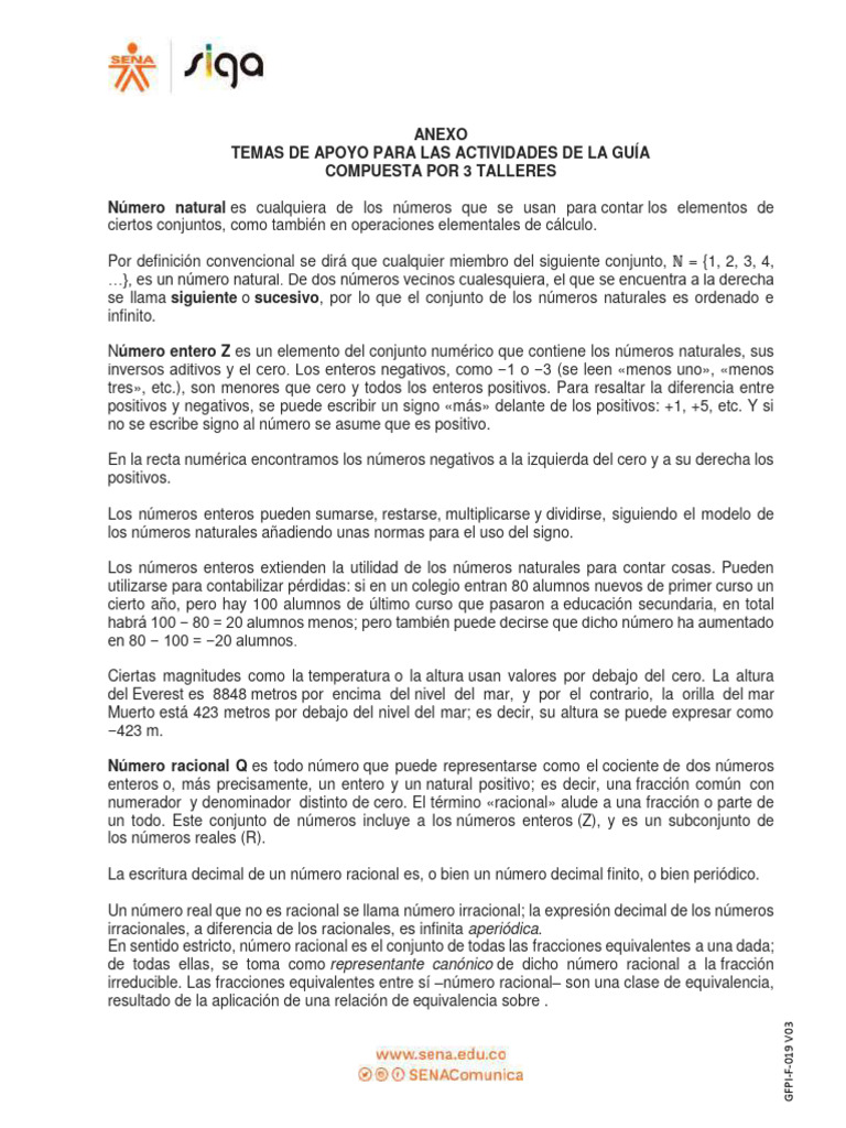 3 ANEXO GUÍA MATEMÁTICA-comprimido | Descargar gratis PDF | Número racional | Números