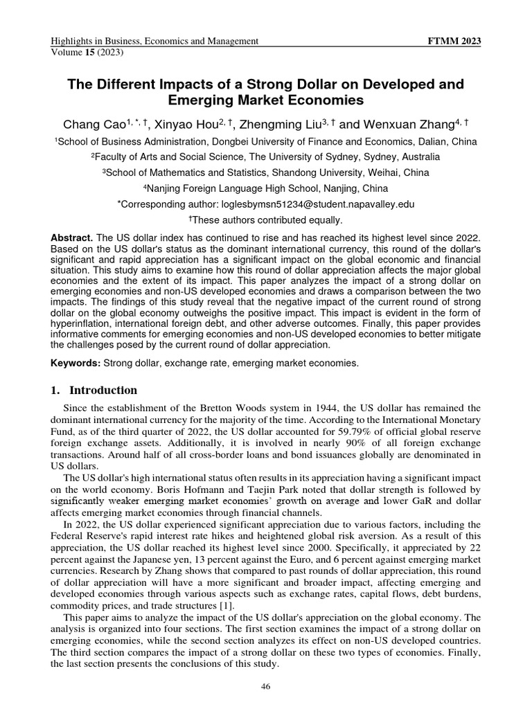 The Different Impacts of A Strong Dollar On Develo | PDF | Cost Of ...