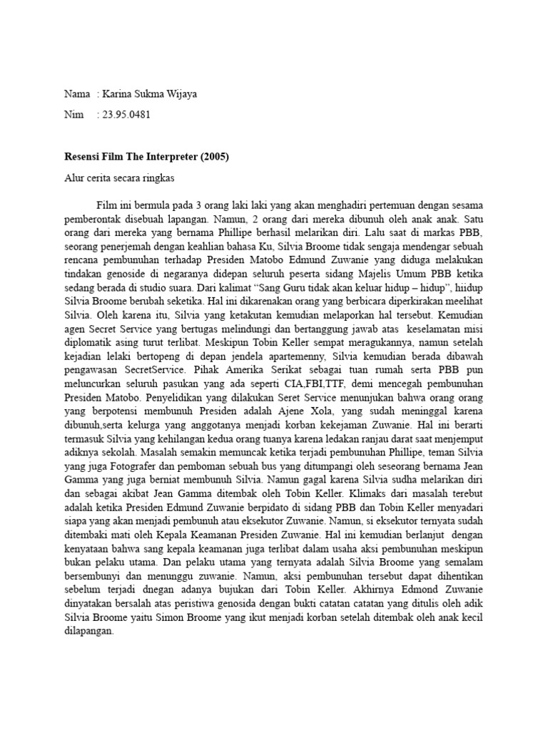 Resensi Film Diplomasi | PDF | Fiksi Misteri, Thriller, & Kejahatan