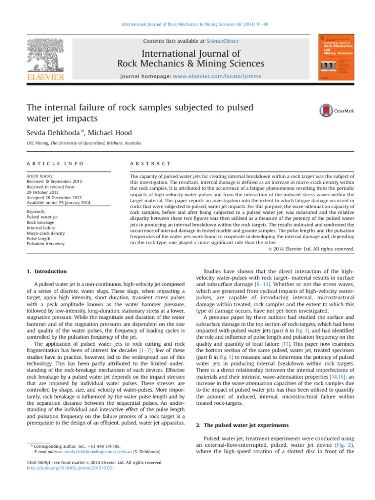 Internal Rock Failure from Pulsed Water Jets | PDF | Bandwidth (Signal ...