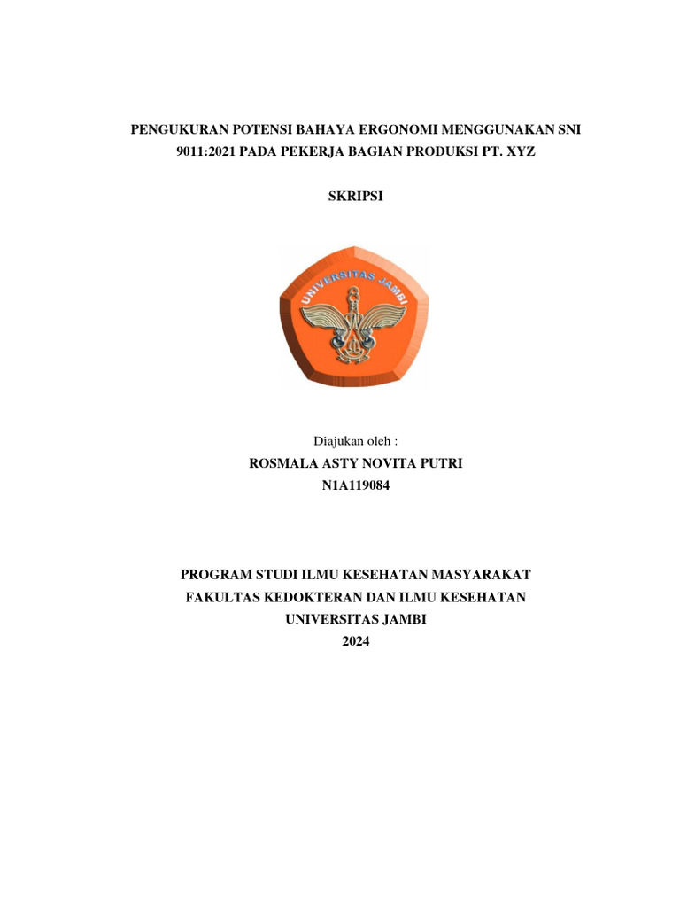 PENGUKURAN POTENSI BAHAYA ERGONOMI MENGGUNAKAN SNI | PDF PENGUKURAN POTENSI BAHAYA ERGONOMI MENGGUNAKAN SNI | PDF