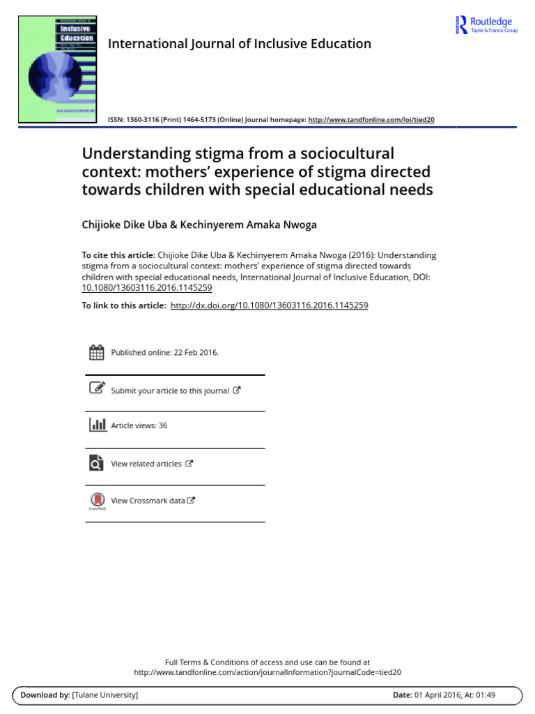 Uba & Nwoga 2016 (STIGMA) | PDF | Social Stigma | Behavioural Sciences