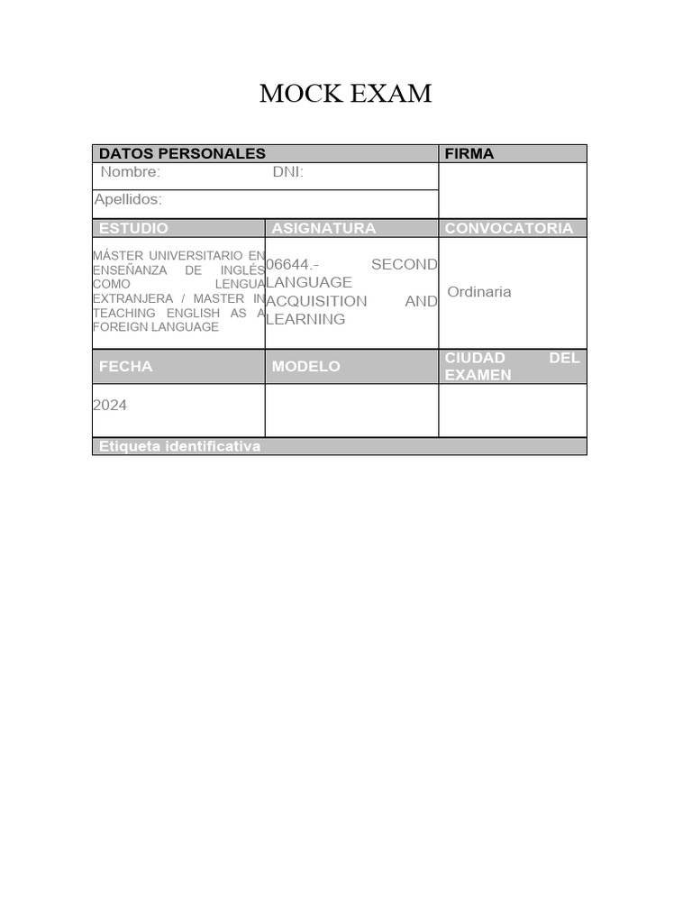 MOCK EXAM 2024 2C | Download Free PDF | Linguistics | Human Communication