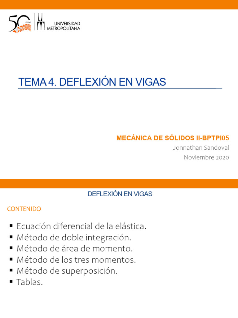 Tema 4. Deflexión en Vigas | PDF | Viga (Estructura) | Doblar