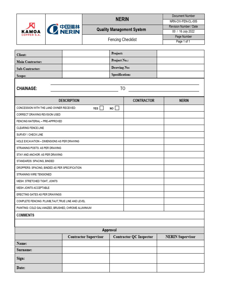 Fencing - Checklist | PDF