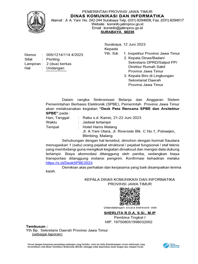 2023 06 21-22 Undangan Desk Peta Rencana Spbe b1042023536 - Final | PDF