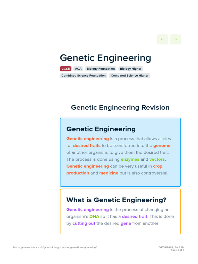 Genetic Engineering Overview for GCSE | PDF | Genetic Engineering ...