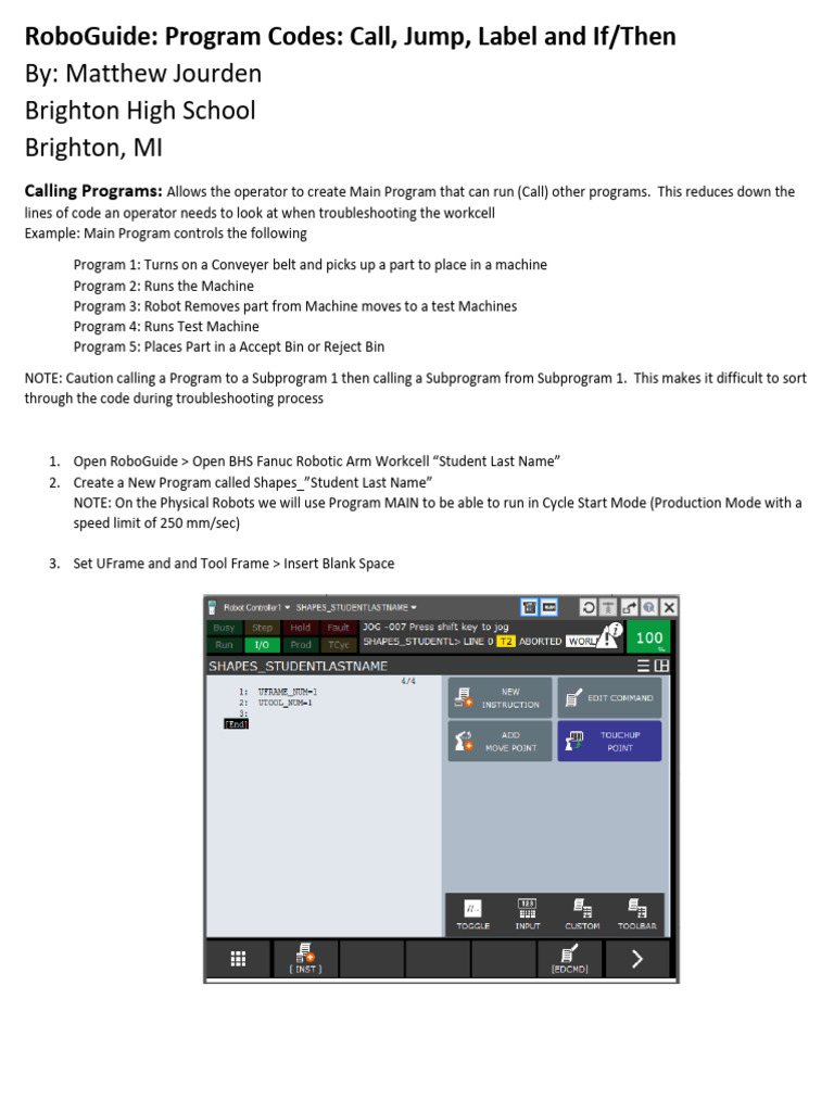 6a Roboguide Call - Jump - Label | PDF | Control Flow | Computer Engineering