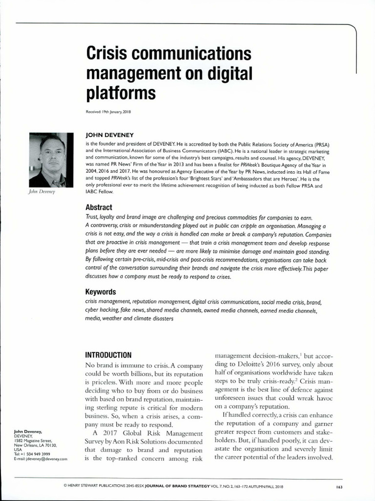 Crisis Communication Management On Diital Platforms | PDF | Crisis ...