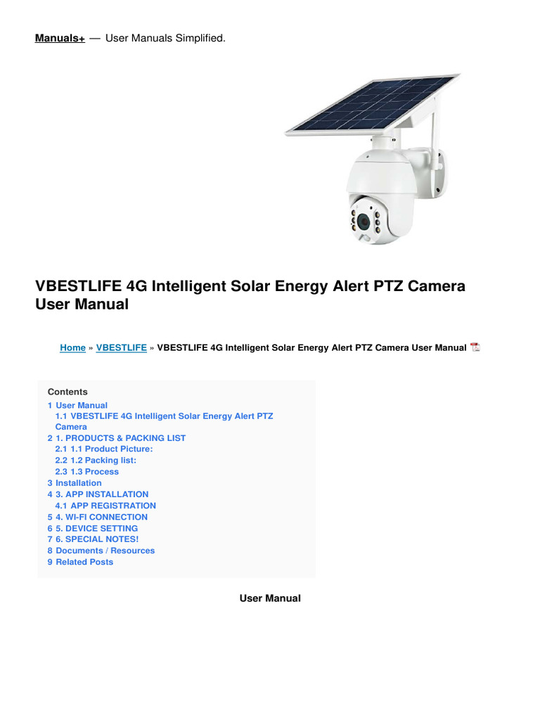4G Intelligent Solar PTZ Camera Manual | PDF | Mobile App | Qr Code